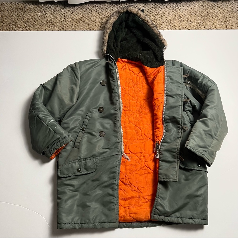 042 - Vintage 70s 80s Military Made In Usa Parka Fur … - Gem